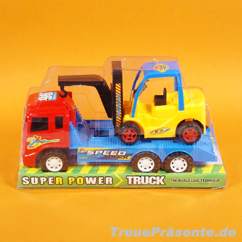 Transport-LKW mit Stapler, ca. 27 x 12 x 9 cm, farblich sortiert
