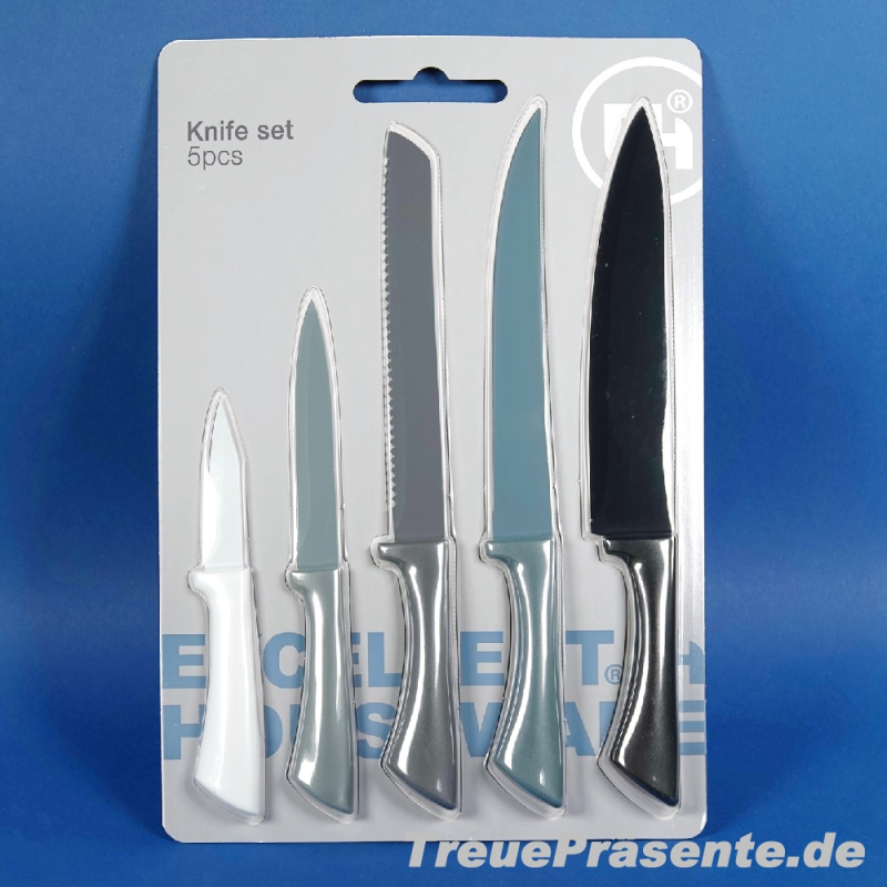 Messer-Set 5-teilig auf Karte, ca. 38 x 25 cm